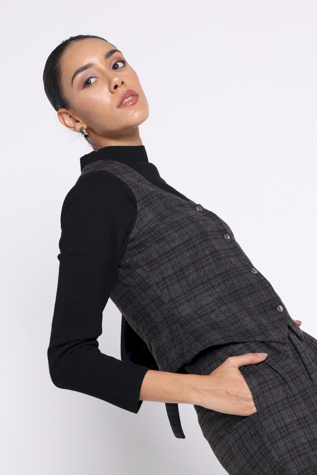Woolen Waistcoat Black Checkered